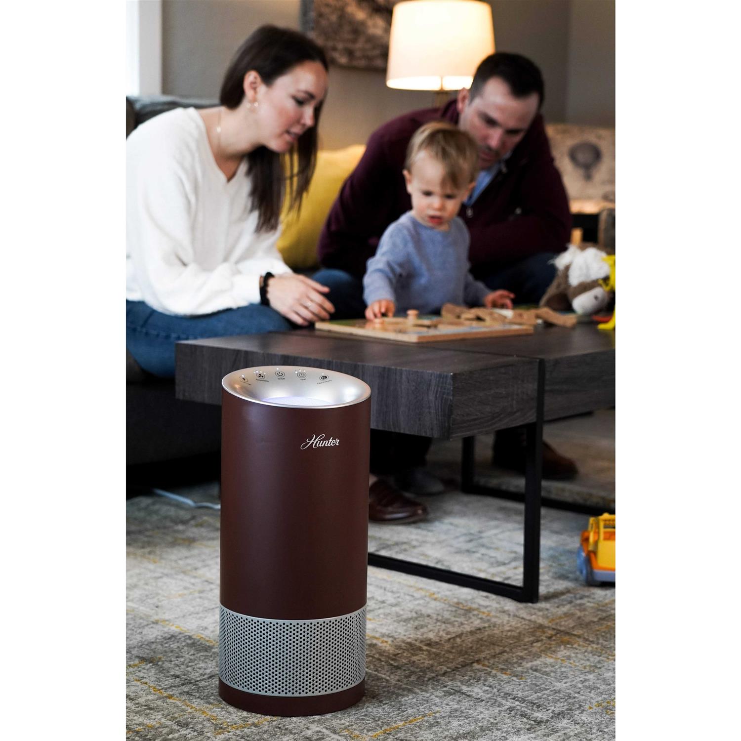 Hunter HP450UV True HEPA Cylindrical Tower Air Purifier with UVC Light ...